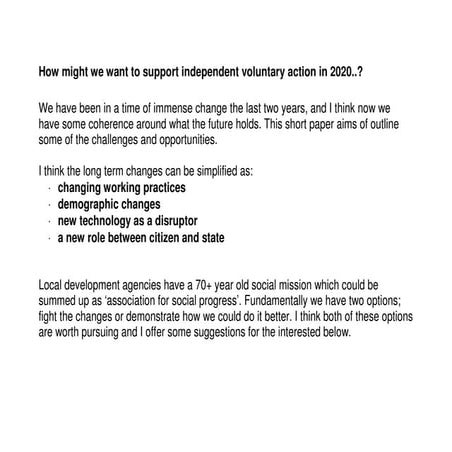 How do we want to support independent voluntary action in 2020..? | PDF
