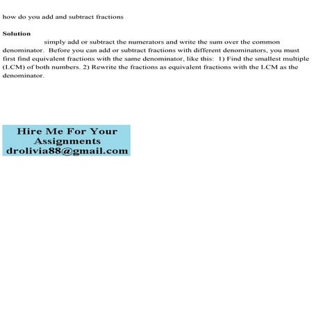 how do you add and subtract fractionsSolution .pdf