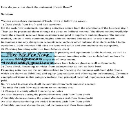 How do you cross check the statement of cash flowsSolutionWe .pdf
