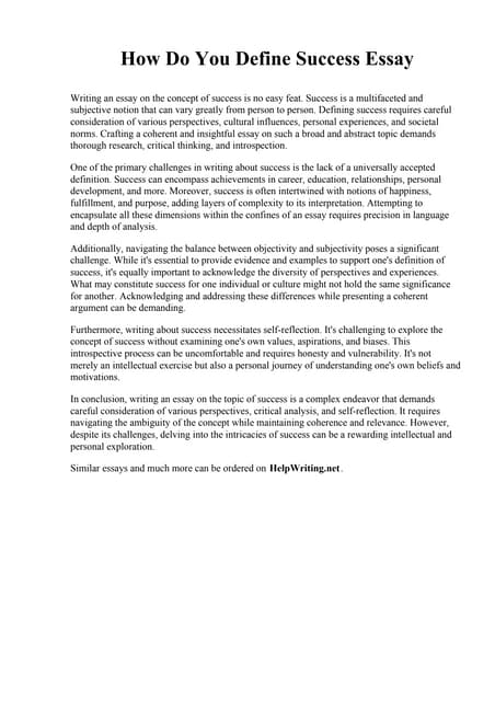 A Successful Person Essay. Fitchburg State University | PDF