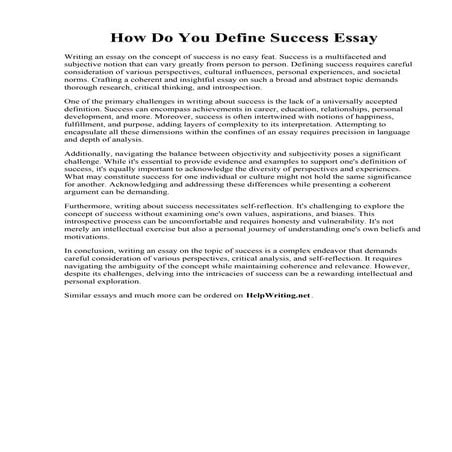 How Do You Define Success Essay.pdfHow Do You Define Success Essay. ️ ...