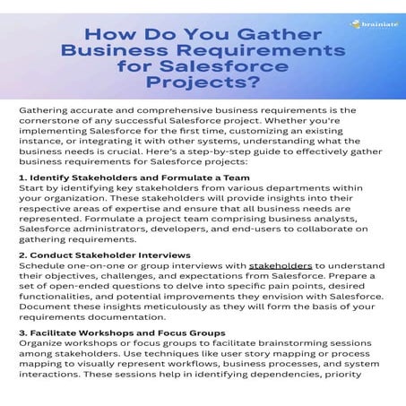 How Do You Gather Business Requirements for Salesforce Projects | PDF