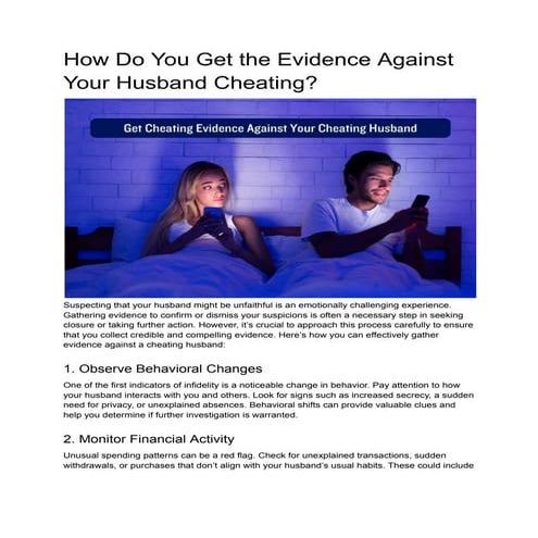 How Do You Get the Evidence Against Your Husband Cheating.pdf