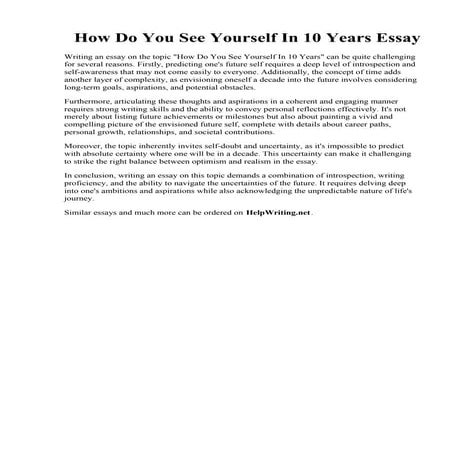 How Do You See Yourself In 10 Years Essay | PDF