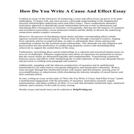 Cause And Effect Essay Example College.pdf
