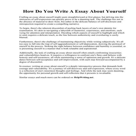 How Do You Write A Essay About Yourself | PDF