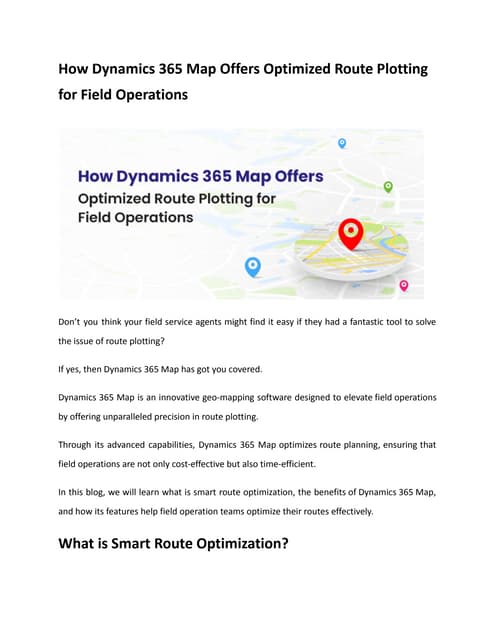 How Dynamics 365 Map Offers Optimized Route Plotting For Field Operations Pdf