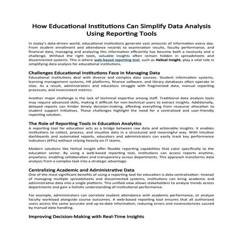 How Educational Institutions Can Simplify Data Analysis Using Reporting ...