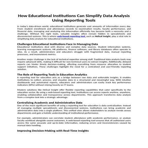 How Educational Institutions Can Simplify Data Analysis Using Reporting ...