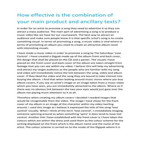 How effective is the combination of your main product and ancillary texts | DOCX