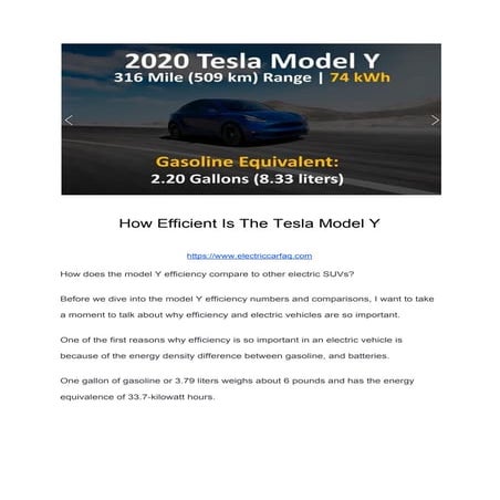 How Efficient Is The Tesla Model Y | PDF