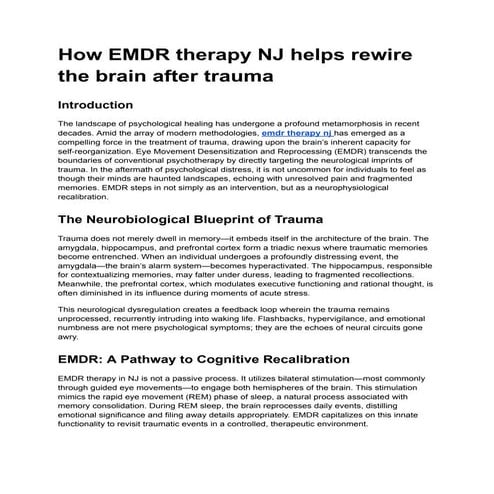 How EMDR therapy NJ helps rewire the brain after trauma.pdf