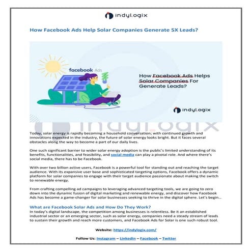 How Facebook Ads Help Solar Companies Generate 5X Leads.docx | Social ...