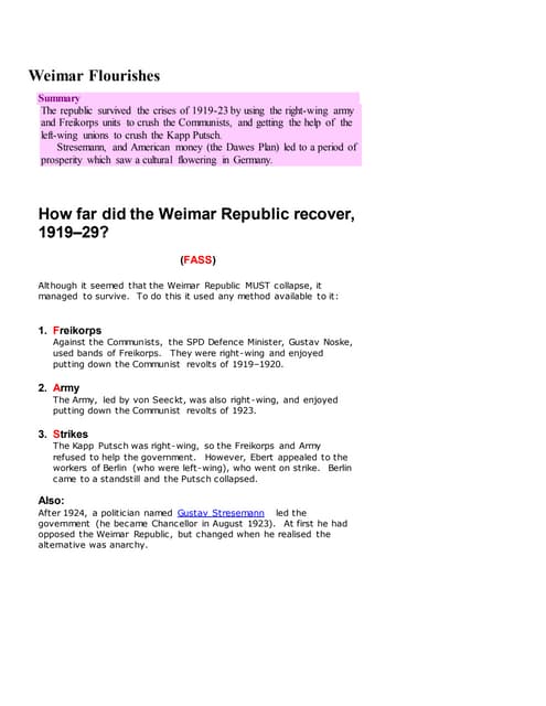 Germany 1919 1945 revision facts book | PDF