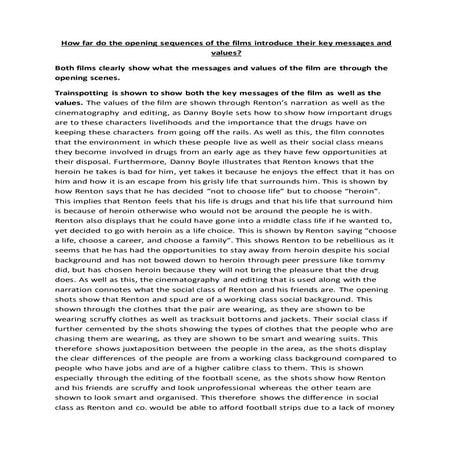 Film opening analysis trainspotting | DOCX