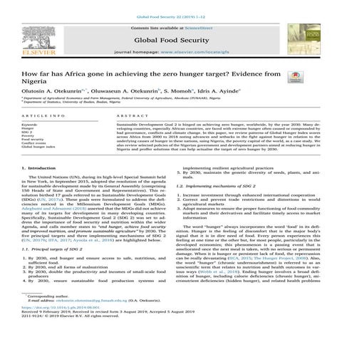 Sustainable Development Goals - zero hunger | PPTX