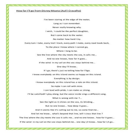 How far i'll go from disney moana (auli'i cravalho) | DOCX