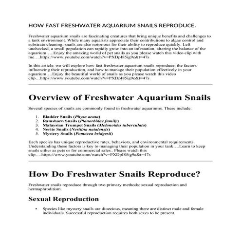 HOW FAST FRESHWATER AQUARIUM SNAILS REPRODUCE..docx