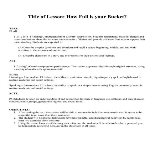 How Full is Your Bucket | PDF
