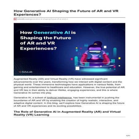 How Generative AI Shaping the Future of AR and VR Experiences.pdf ...