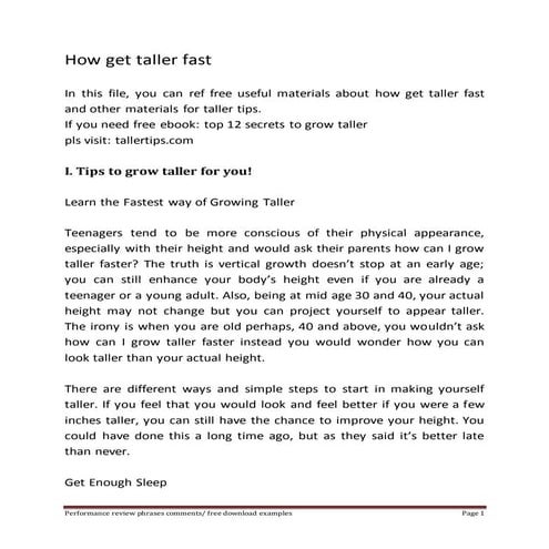 How get taller fast | DOCX