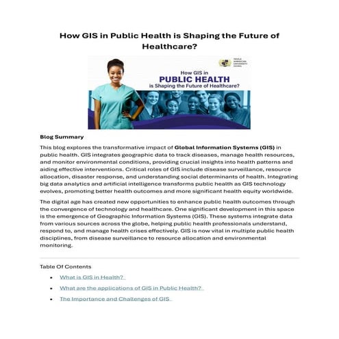 How GIS in Public Health is Shaping the Future of Healthcare? | PDF