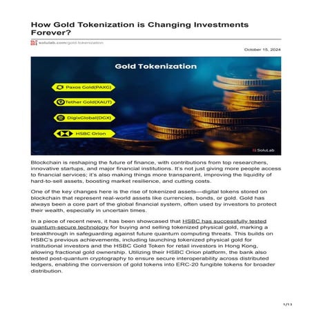 How Gold Tokenization is Changing Investments Forever.pdf | Free Download