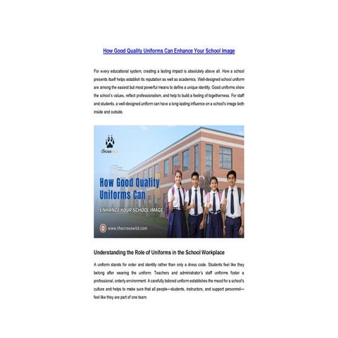 How Good Quality Uniforms Can Enhance Your School Image | PPT