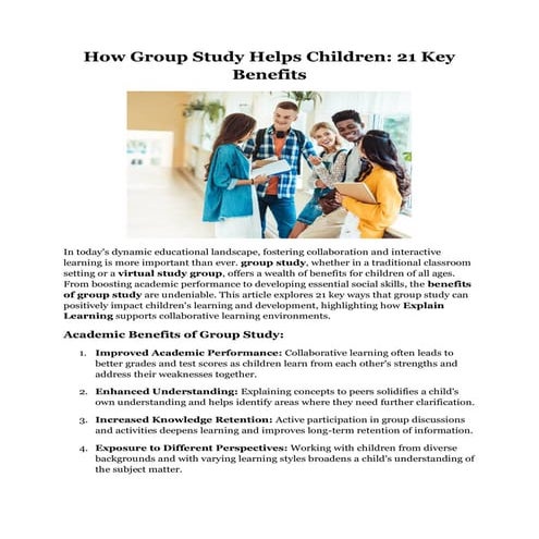 How Group Study Helps Children 21 Key Benefits | PDF