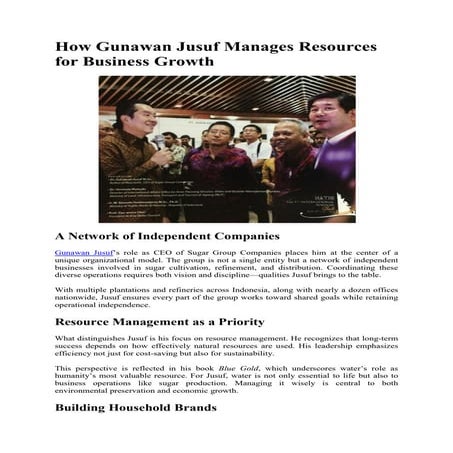 Biography of Pengusaha Gula Gunawan Jusuf | PDF