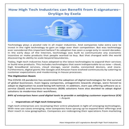 How High Tech Industries can Benefit from E-signatures– DrySign by ...