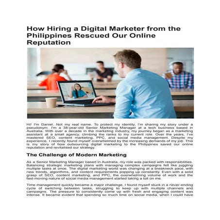 How Hiring a Digital Marketer from the Philippines Rescued Our Online ...