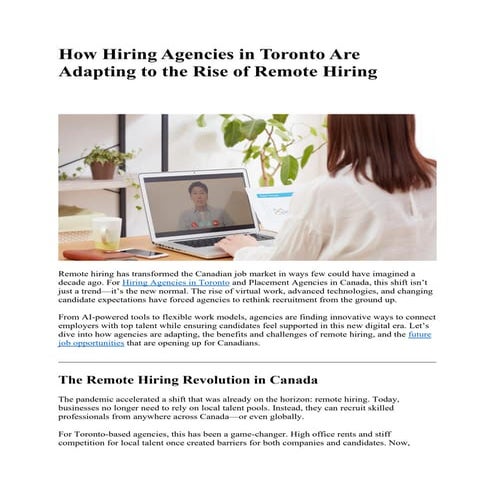 How Hiring Agencies in Toronto Are Adapting to the Rise of Remote ...