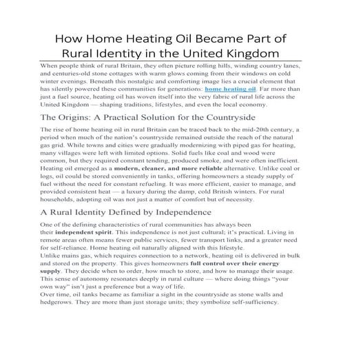 How Home Heating Oil Became Part of Rural Identity in the United ...
