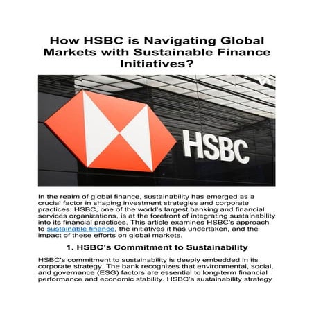 How HSBC is Navigating Global Markets with Sustainable Finance ...