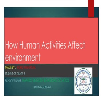How human activities affect environment made by kobidmani rijal | PPT