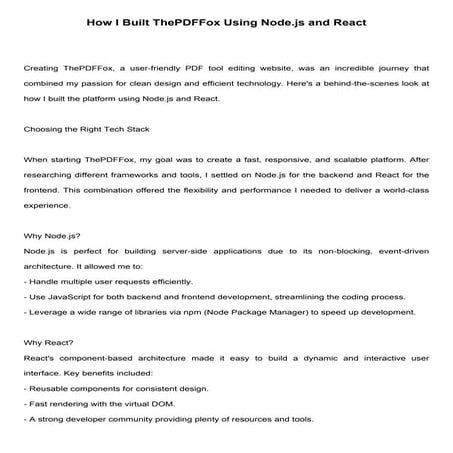 How I Built My Website Using Nodejs & React | PDF