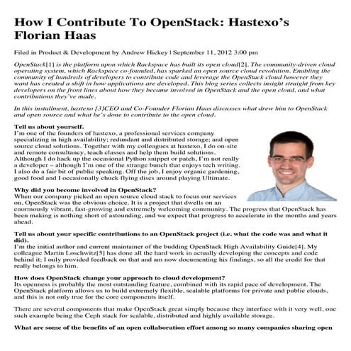 How I Contribute to OpenStack: Hastexo’s Florian Haas | PDF