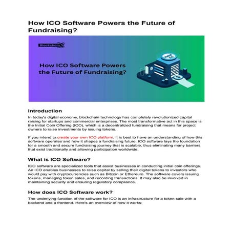 How ICO Software Powers the Future of Fundraising? | PDF