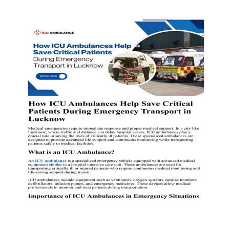 How ICU Ambulances Help Save Critical Patients During Emergency ...