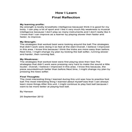 How i learn final reflection | DOCX