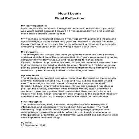 How i learn final reflection | DOCX | Drawing and Sketching | Arts and ...