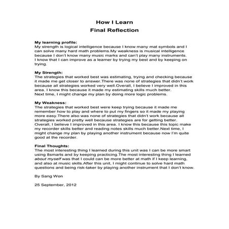 How i learn final reflection | DOCX