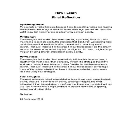 How i learn final reflection | PDF