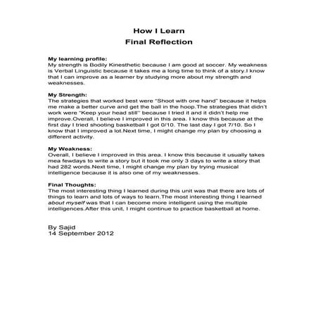 How i learn final reflection | DOCX