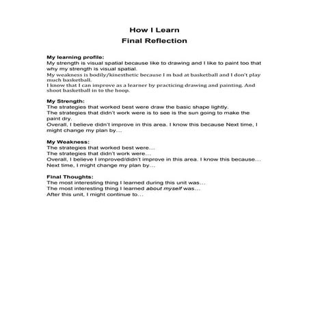 How i learn final reflection | PDF