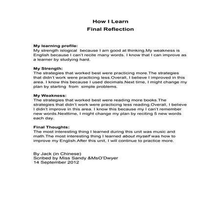 How i learn final reflection | PDF