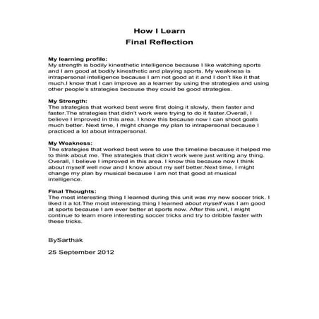 How i learn final reflection | DOCX