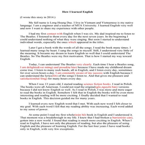 How i learned english long | DOCX