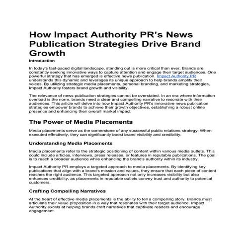 How Impact Authority PR’s News Publication Strategies Drive Brand ...